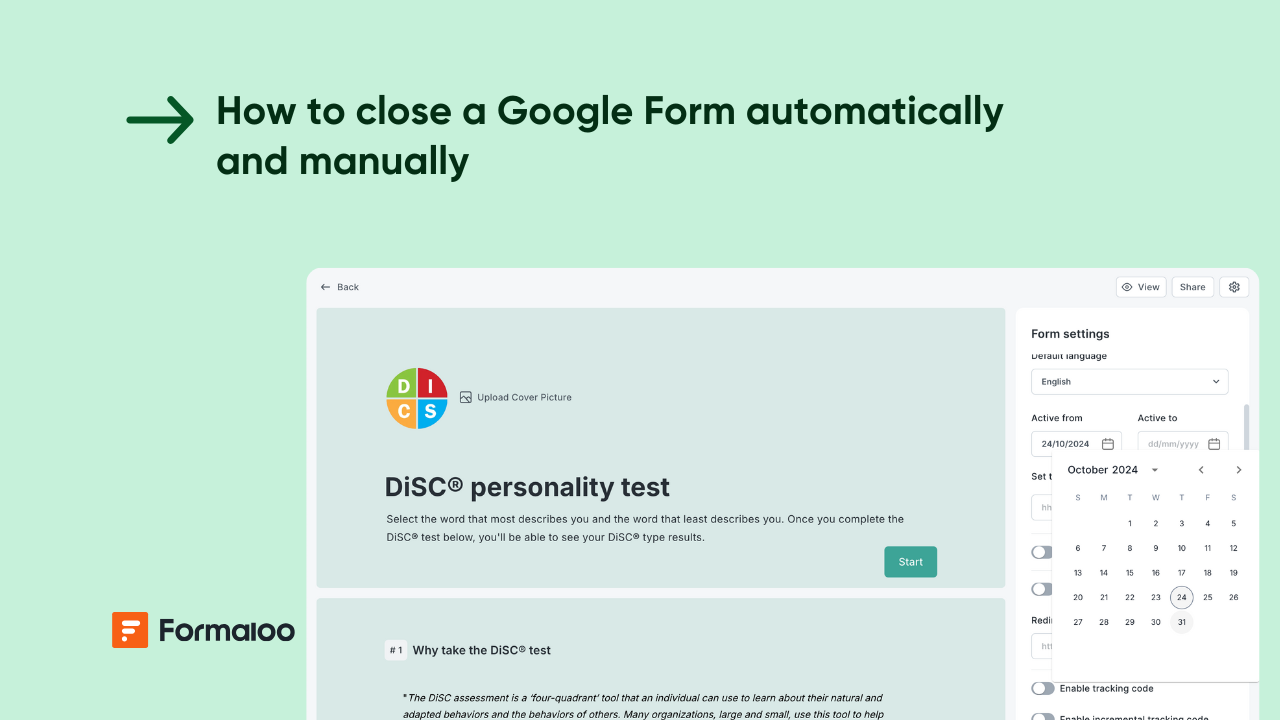 How to close a Google Form automatically and manually - Formaloo